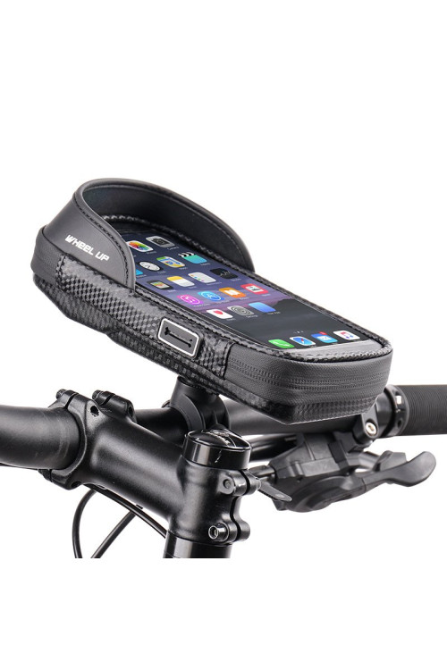 Sakwa Rowerowa Pojedyncza - Uchwyt na telefon - Wheel-UP - Twarda - Czarna